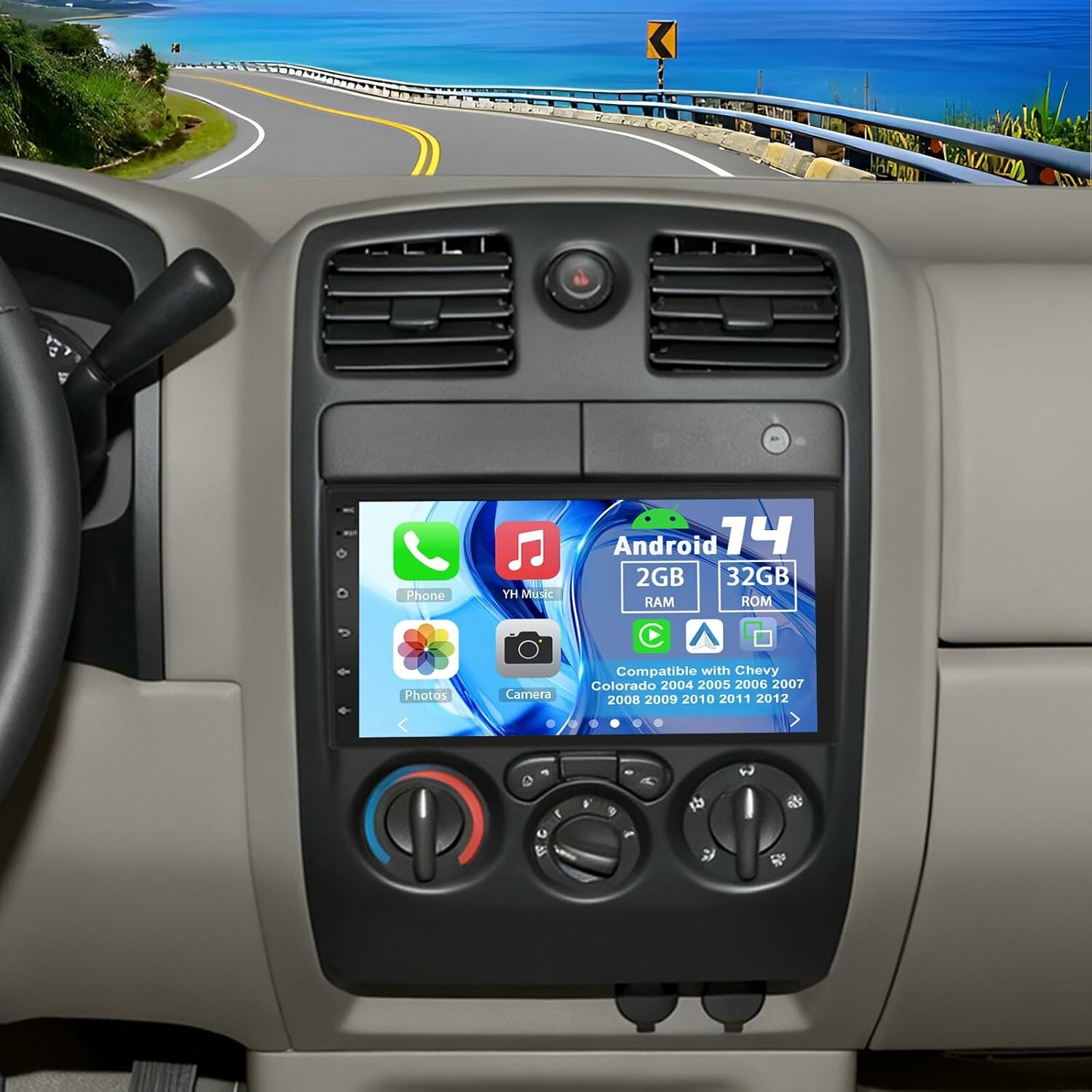 Автомобильная стереосистема Android 14 Double Din, совместимая с Chevy Colorado 2004–2012 гг, Автомобильная магнитола