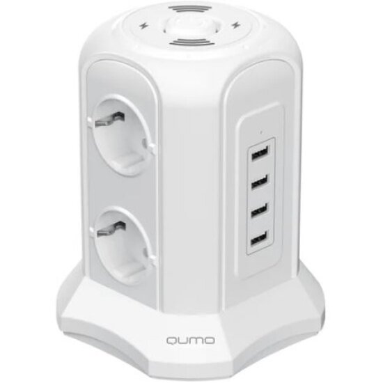 Сетевой фильтр Qumo Power Tower Pro + Wireless SFU2 (P-0010) 6 розеток белый