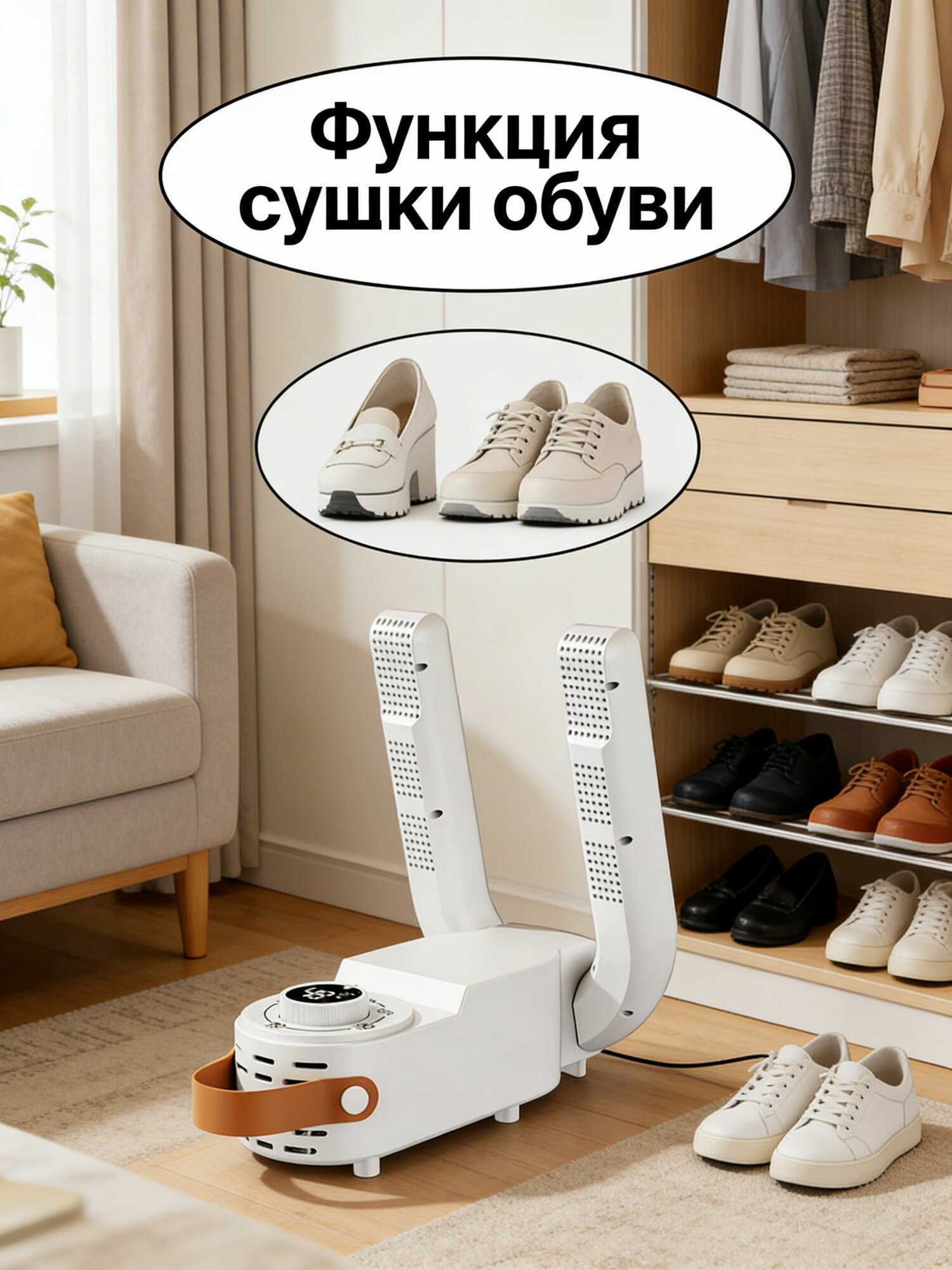 Сушилка для обуви Fenyida, автоматическая с подогревом и дезинфекцией, белая