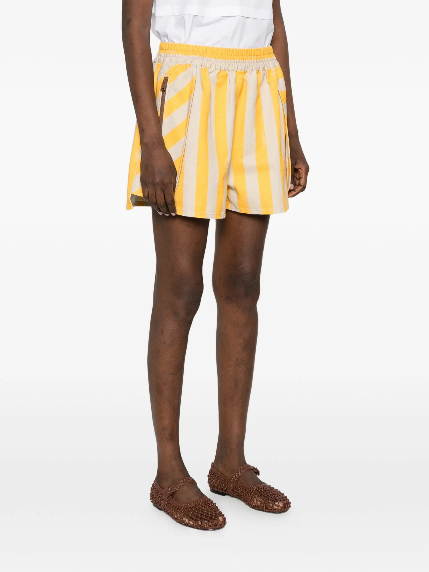 Шорты FENDI Striped shorts, размер 40, yellow — фото 1