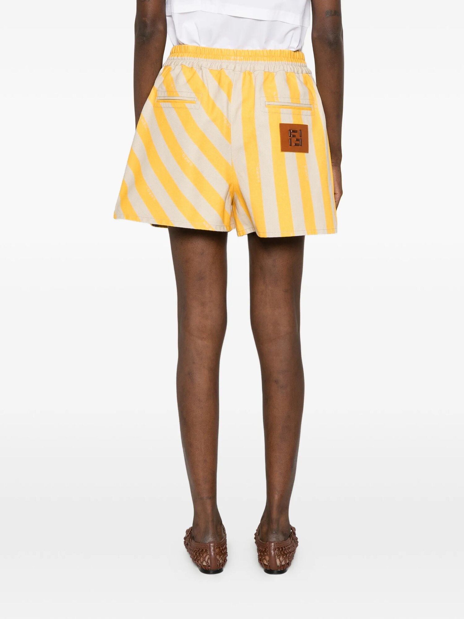 Шорты FENDI Striped shorts, размер 40, yellow — фото 1