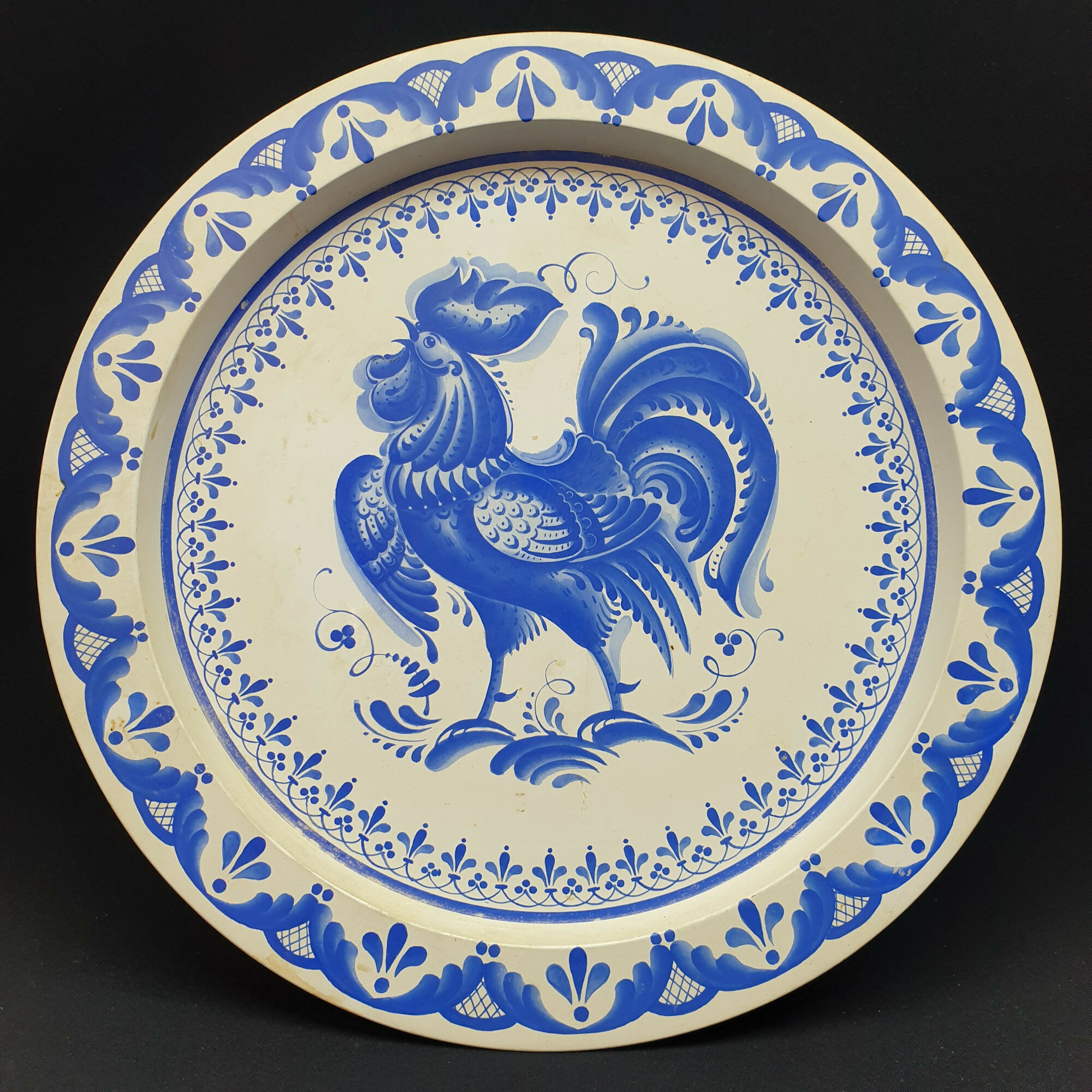 Винтажный поднос Петушок 38 см, металлический.