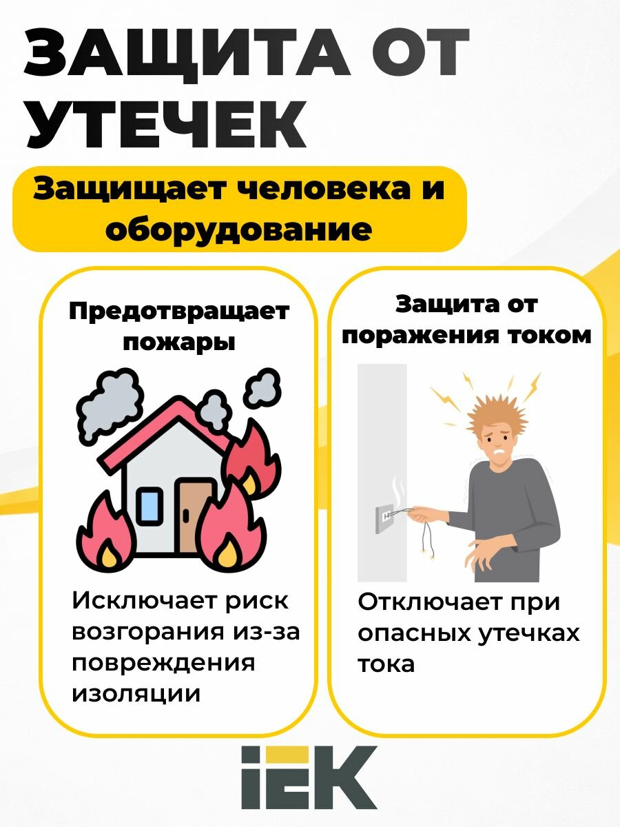 Выключатель дифференциальный (УЗО) 63А 30мА IEK ВД1-63 — фото 1