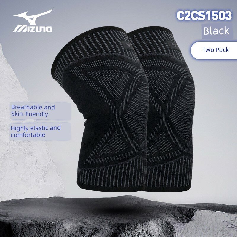 Mizuno поддержка колена, черный, набор из двух штук, размер L, идеально для бадминтона и тренировок, мужской и женский