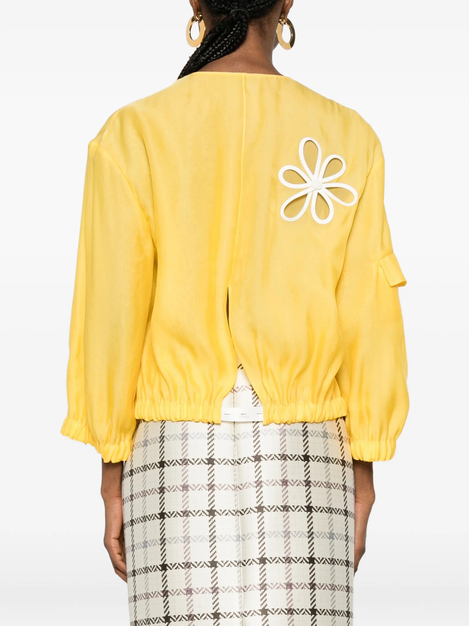 Куртка FENDI Organza bomber jacket, размер 40, светло-желтый — фото 1