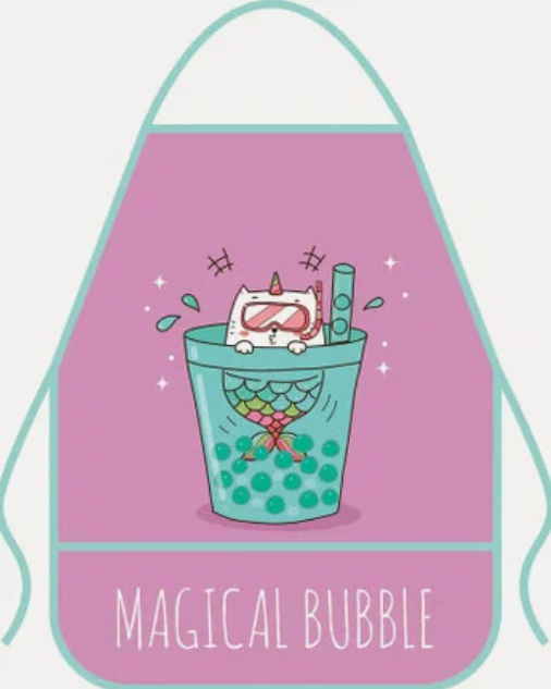 Фартук для труда с карманом, печать на ткани ФДТ-3, MAGIC BUBBLE