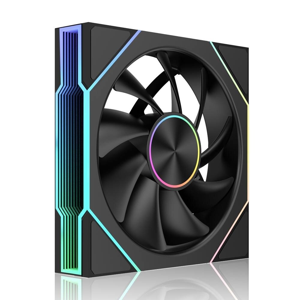 Черный реверсивный 120 мм вентилятор AUSEN StarlinkV2 R с aRGB подсветкой