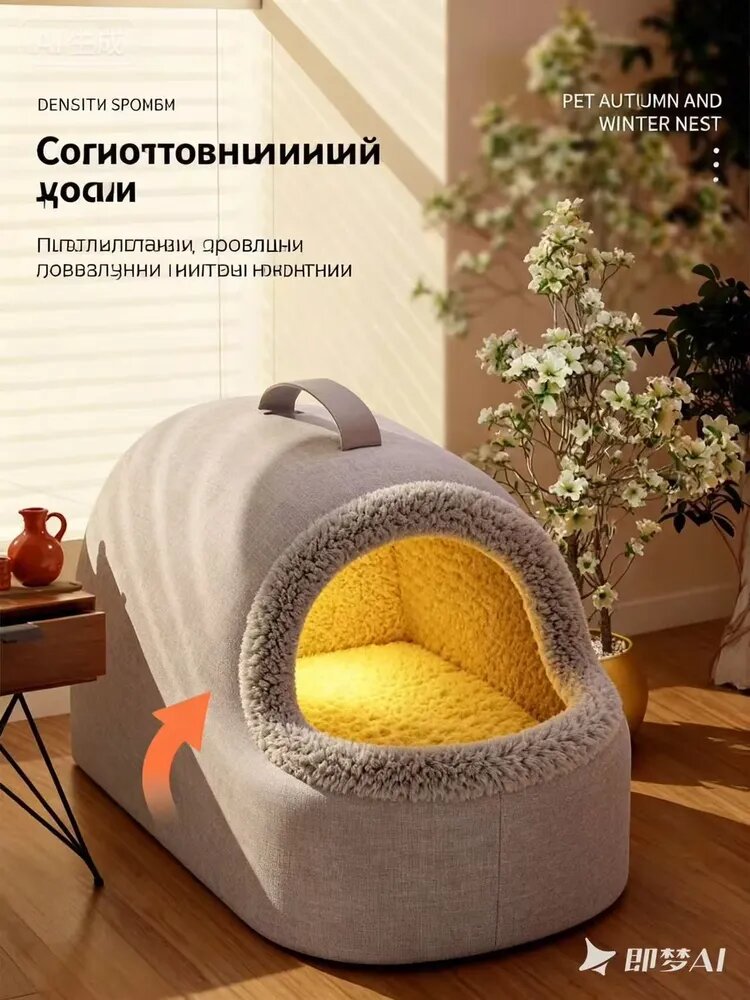 Замкнутая кошачья койка, Матрас для животных, Плюш, Синтепух, для собак, для дома, уютный, мягкий, теплый