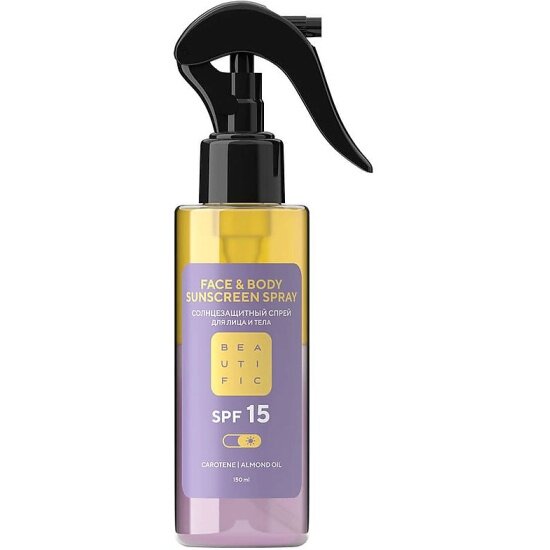 Солнцезащитный спрей для лица и тела Beautific с SPF 15, 150 мл