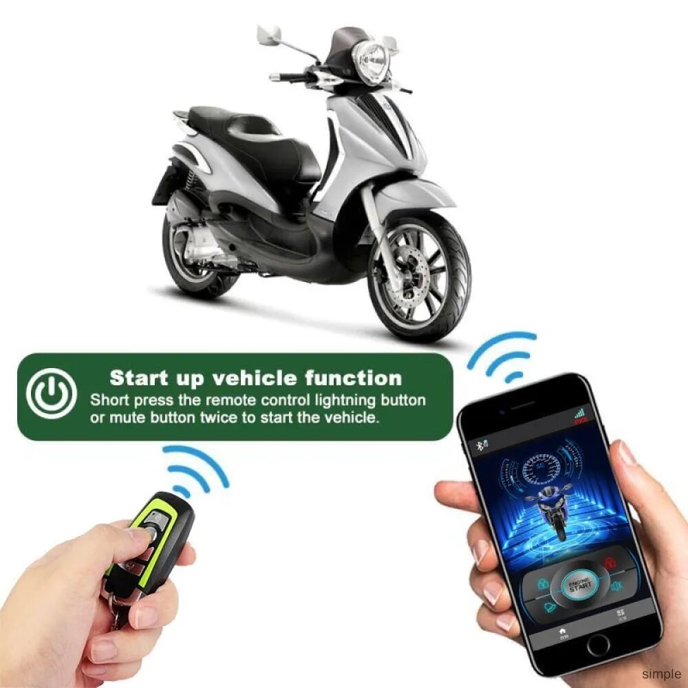 Автосигнализация для мотоцикла, Bluetooth smart sensing anti-theft, ABS пластик, 1 шт, Китай — фото 1