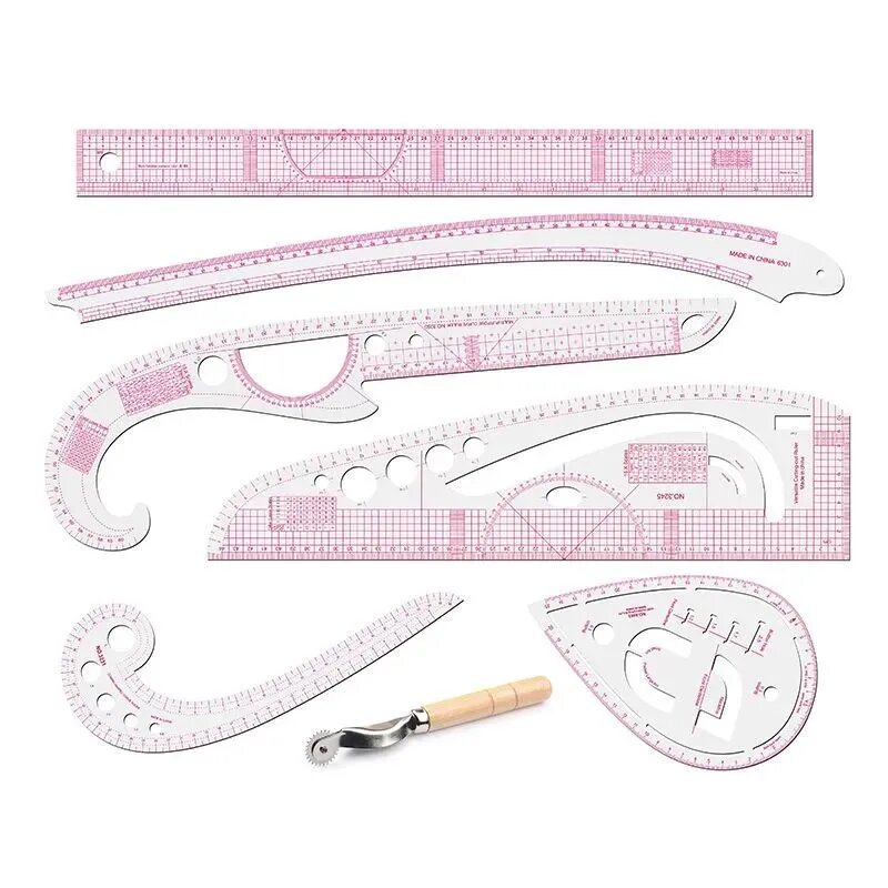 Лекало портновское для шитья, Набор портновских лекал и линеек для раскроя и моделирования, для создания и градации выкроек