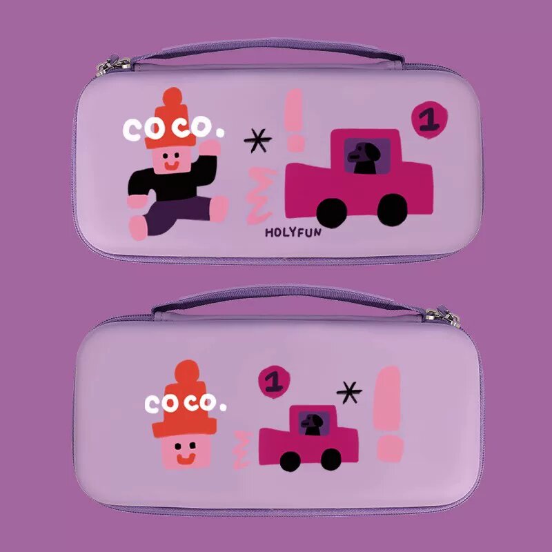 Кейс для хранения Nintendo Switch в фиолетовом цвете с рисунком прыжка в высоту, компактный и удобный