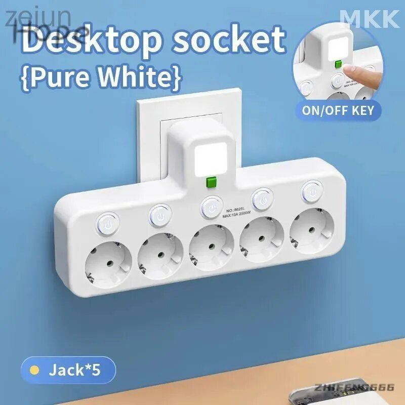 Бестселлер, настольная розетка-разветвитель на 5 розеток MKK «Jack’5» (Pure White), 10А, 2500W
