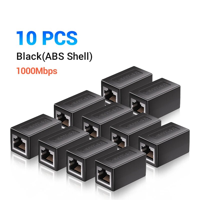 Vention RJ45 Cat6 удлинитель, черный, 10 шт.