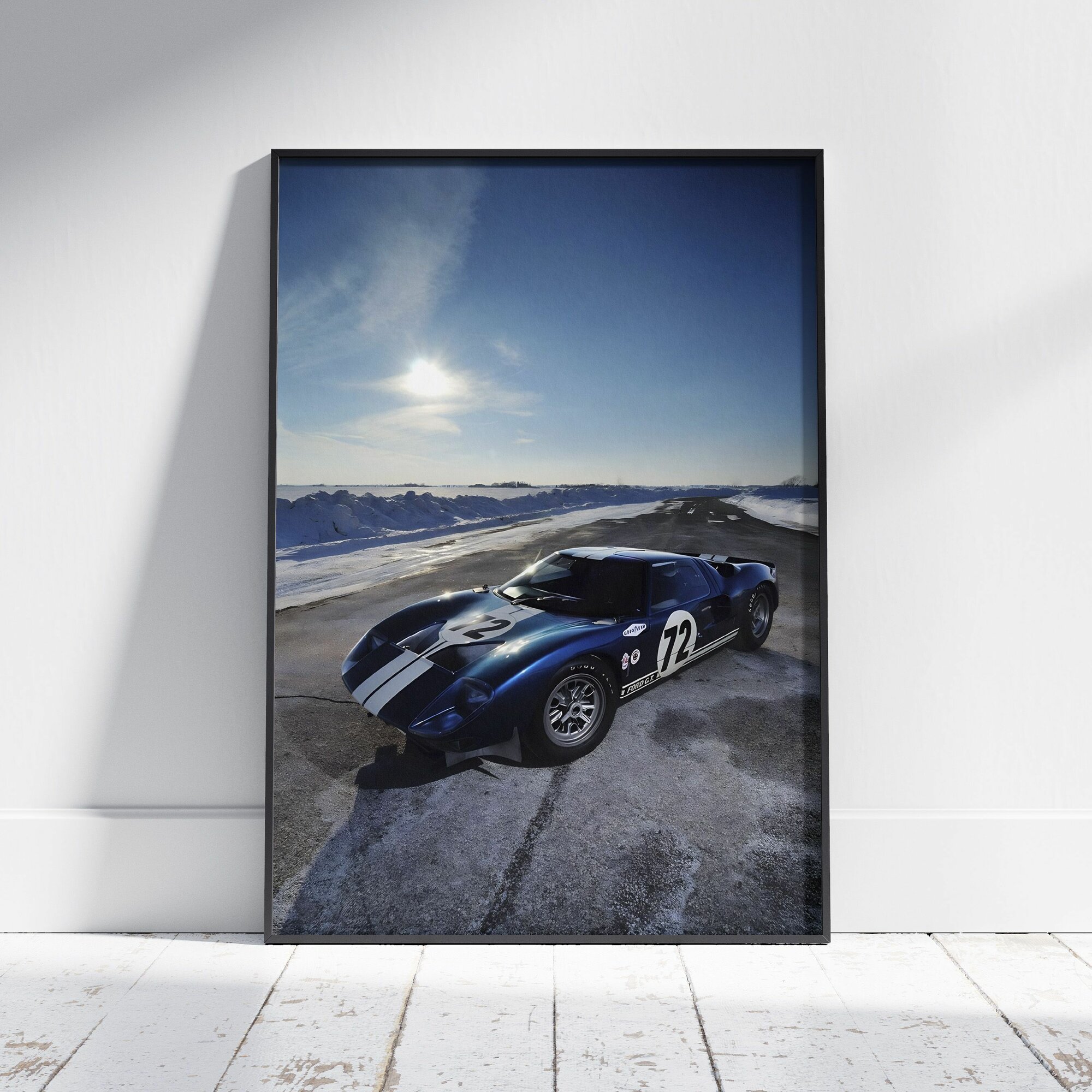 Плакат на стену для интерьера Культовые машины (Ford GT 18) - Постер по легендарным и классическим ретро автомобилям формата А4 (21x30 см)