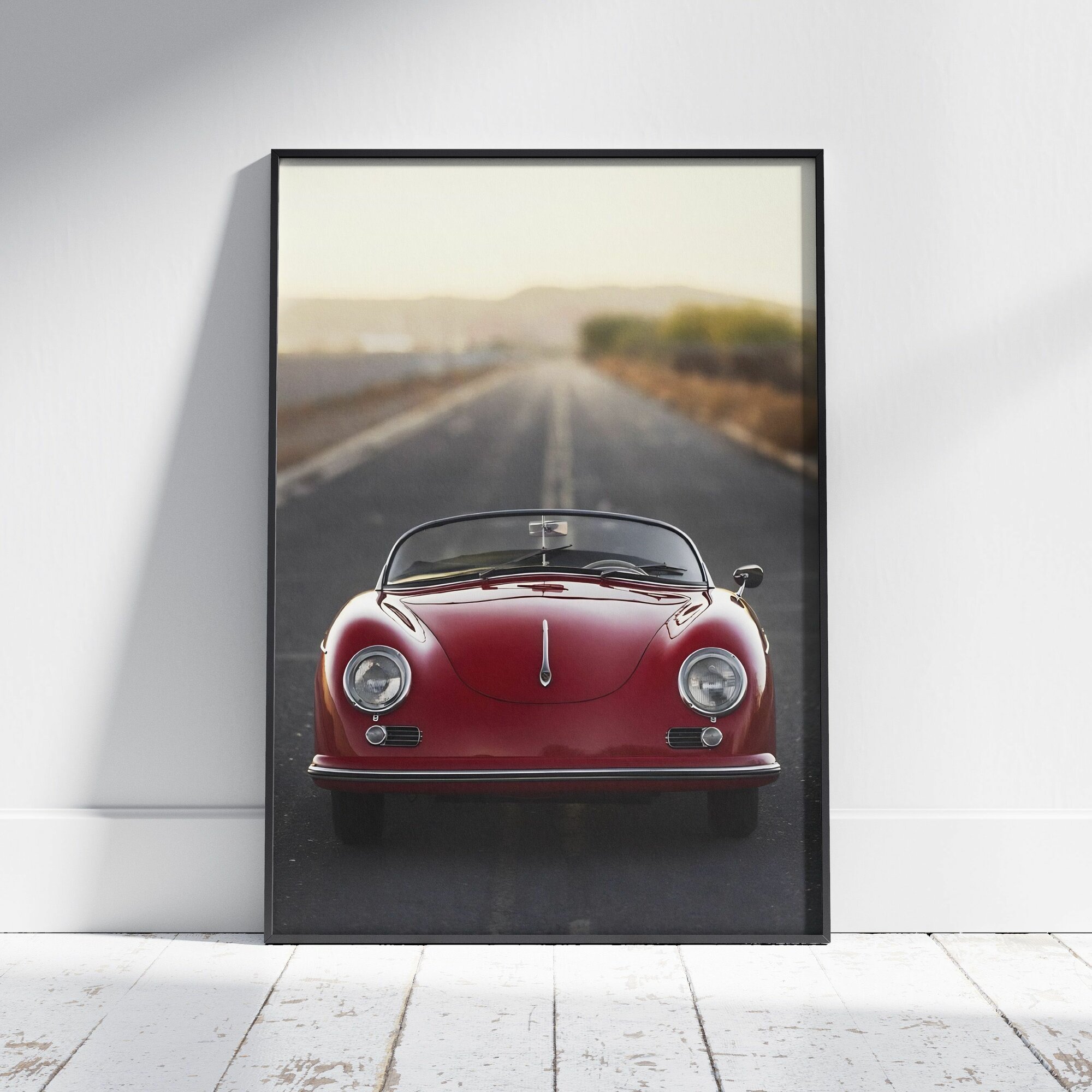 Плакат на стену для интерьера Культовые машины (Porsche 356 18) - Постер по легендарным и классическим ретро автомобилям формата А4 (21x30 см)