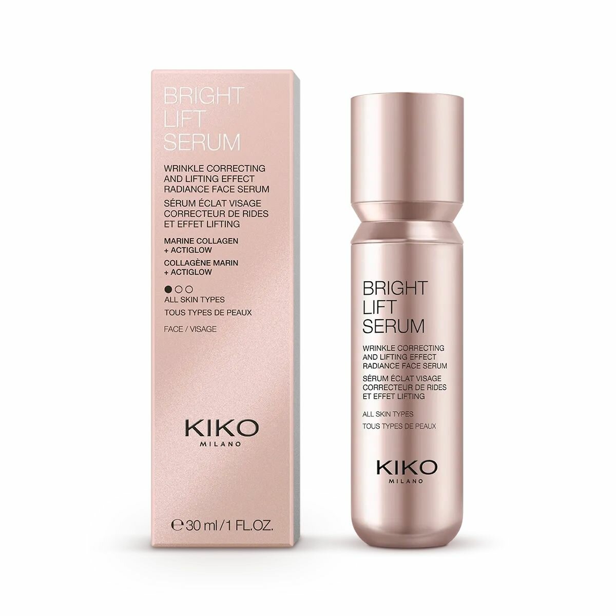KIKO MILANO Дневной крем с эффектом лифтинга и матирования, содержащий морской коллаген bright lift serum 30мл