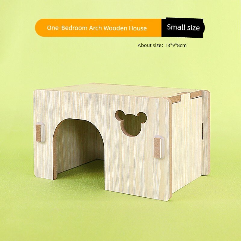 Деревянная игрушка-медведь для хомяка, декоративный домик-гнездо, убежище для золотистого хомяка, декоративные