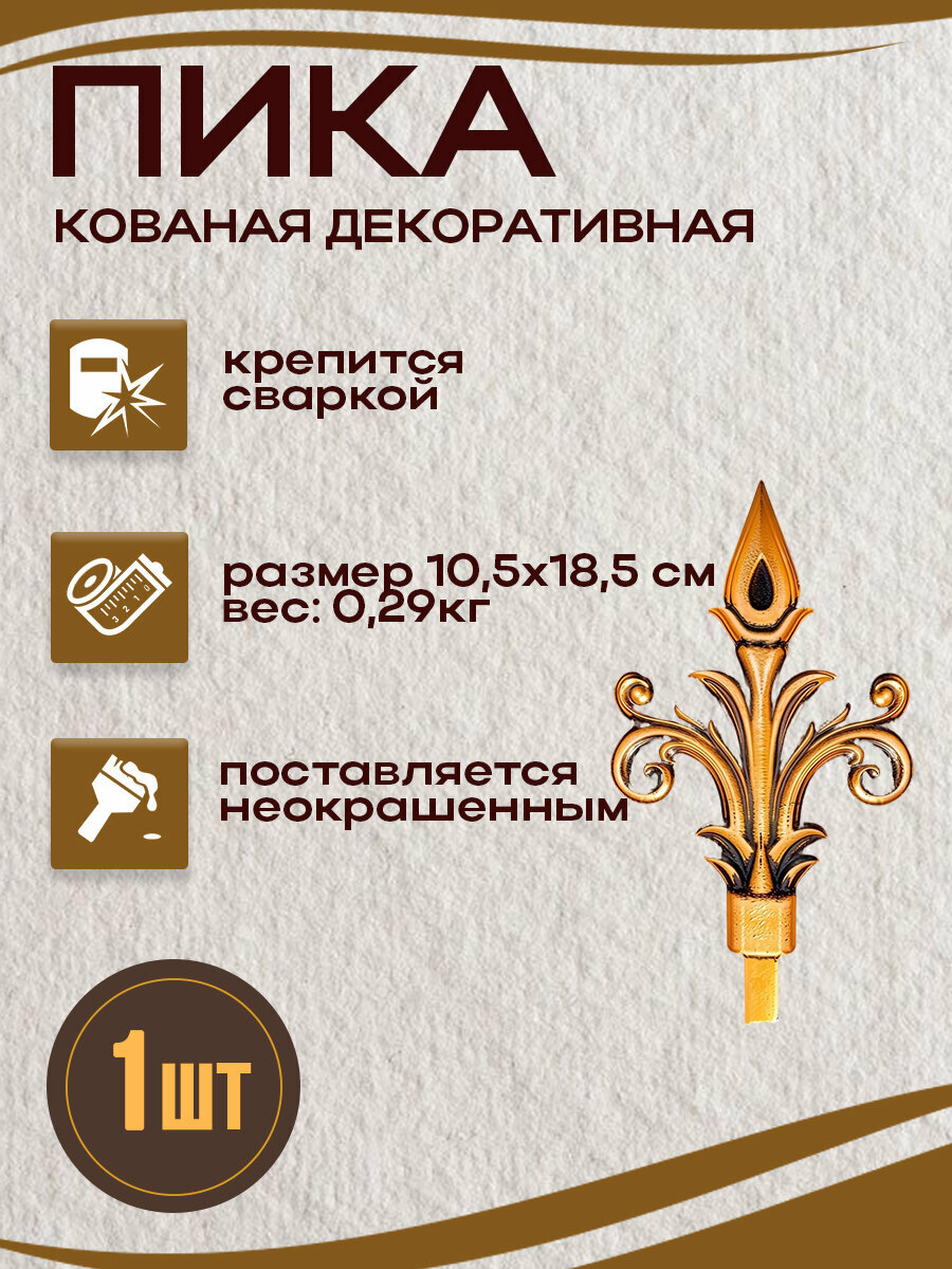 Пики кованые под проф. трубу 20х20мм, 1 шт