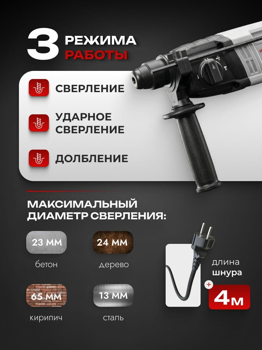 Перфоратор электрический трехрежимный П-23/650ЭР ИНТЕРСКОЛ, 593.1.0.70