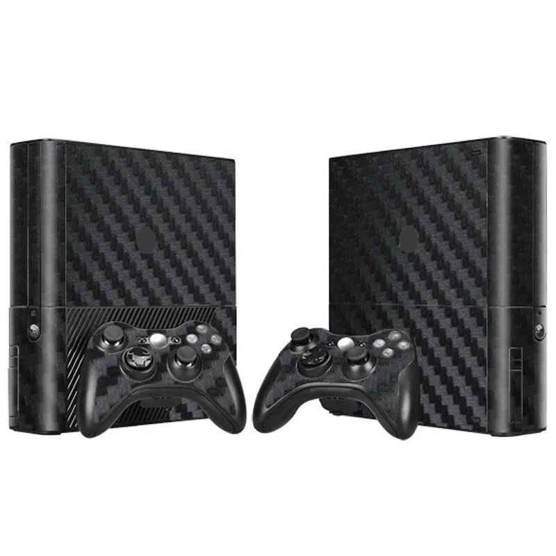 Наклейка Black Carbon для Xbox 360 E (консоль + 2 геймпада)