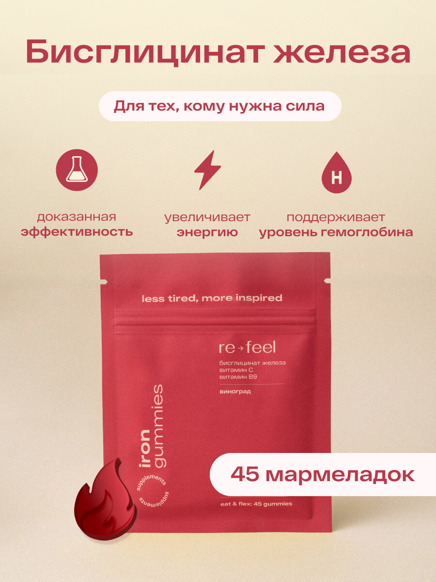 Комплекс железа с витаминами С и В9 с виноградом 45 мармеладок дойпак
