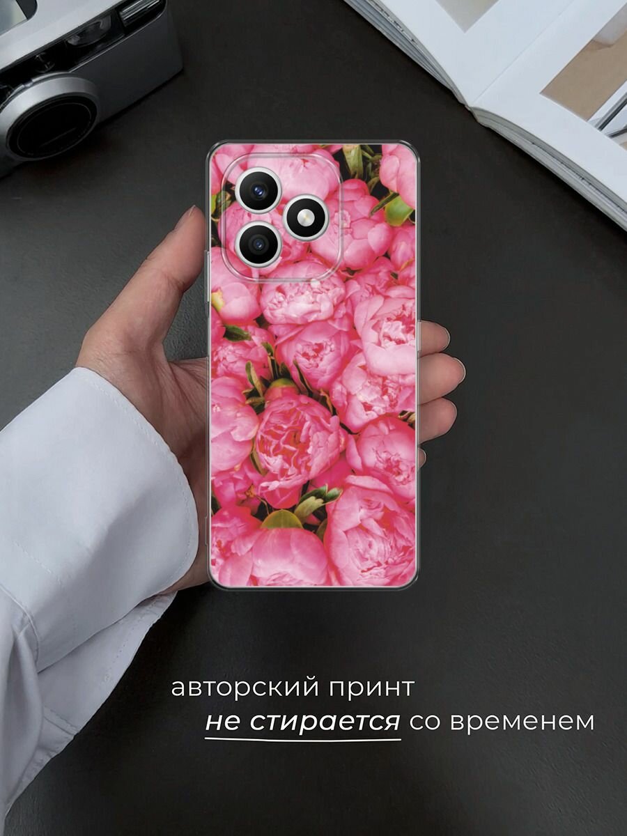 Силиконовый чехол на Honor X8d / Хонор X8d с принтом Прекрасные пионы — фото 1