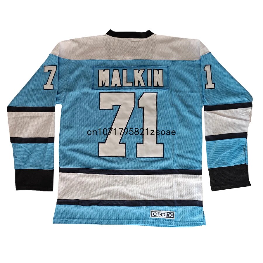 Хоккейная майка Malkin 71, светло-голубая, ретро, M-3XL