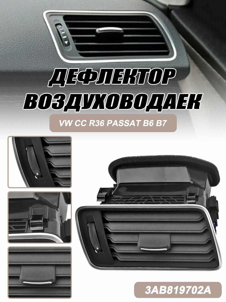 Дефлектор воздуховода автомобиля для VW CC R36 Passat B6 B7 3AD819702A — вентиляции салона, замена оригинала внутри