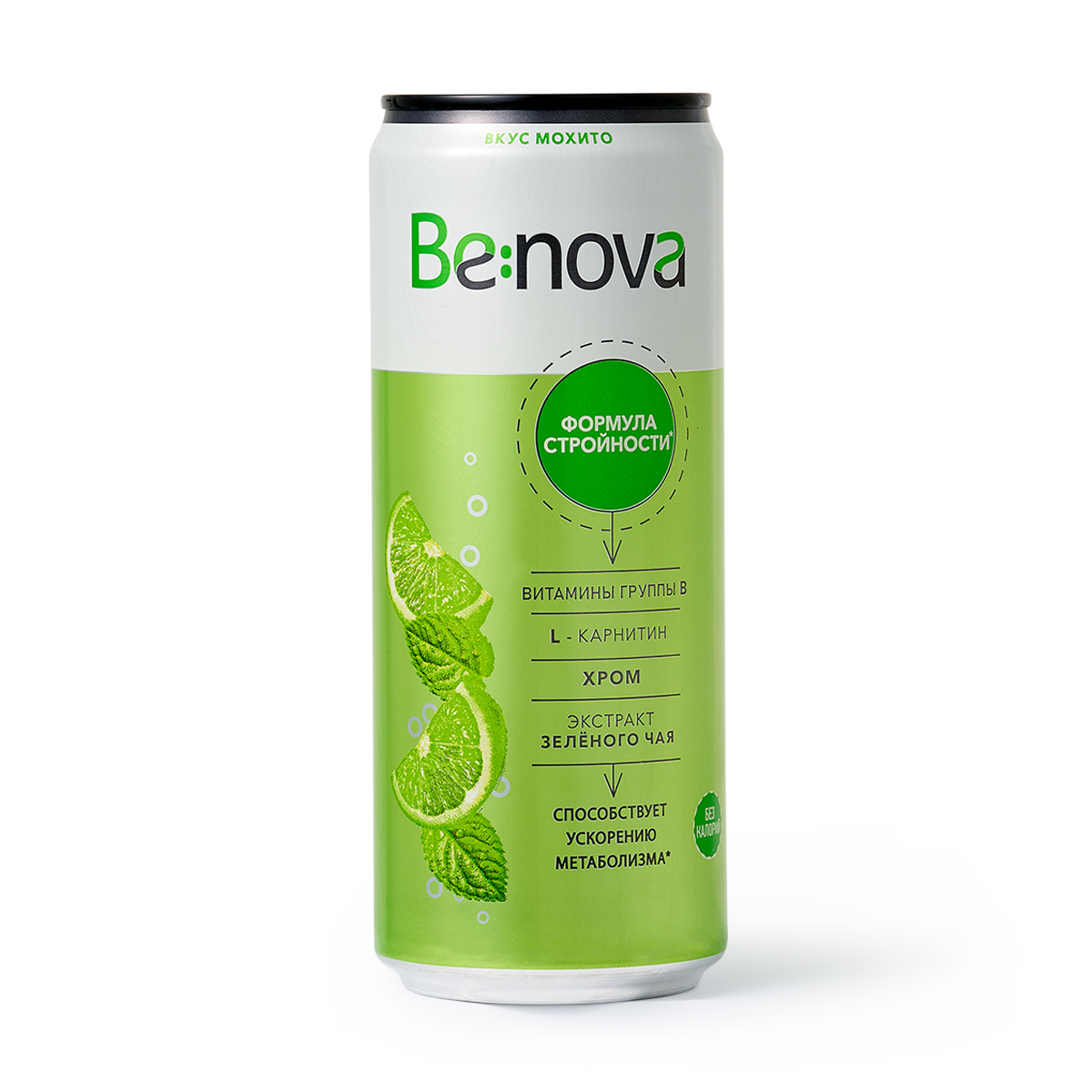 Напиток безалкогольный Be: nova со вкусом мохито среднегазированный