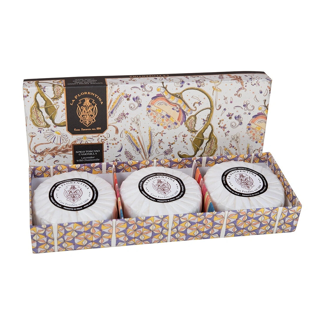 Набор La Florentina Lavender And Wild Chamomile мыло 115 гр x 3 шт. / Флорентина Лаванда И Дикая Ромашка
