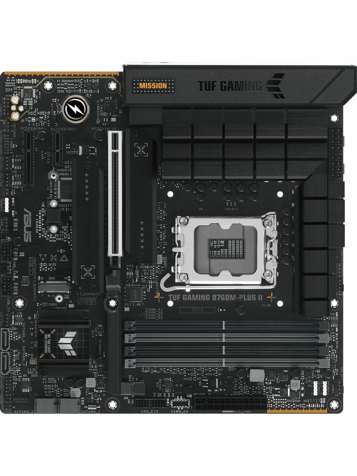Материнская плата Asus TUF GAMING B760M-PLUS II Soc-1700 Intel B760 4xDDR5 mATX AC`97 8ch(7.1) 2.5Gg RAID+HDMI+DP