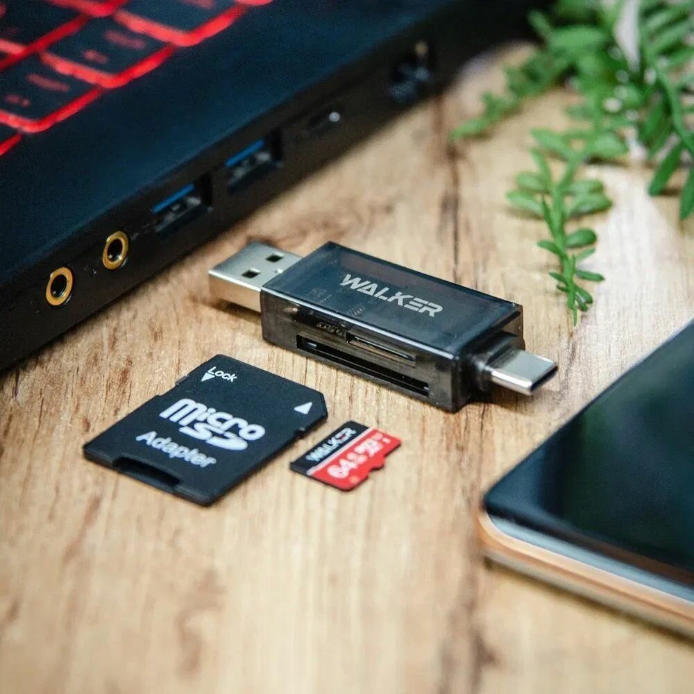 Картридер micro SD Type-C-USB, переходник для карт памяти Micro SD / SD для компьютера, ноутбука