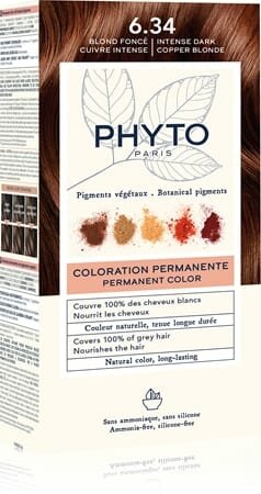 Краска для волос Phyto Color, оттенок 6.34 интенсивный темный медный блонд, 1 шт