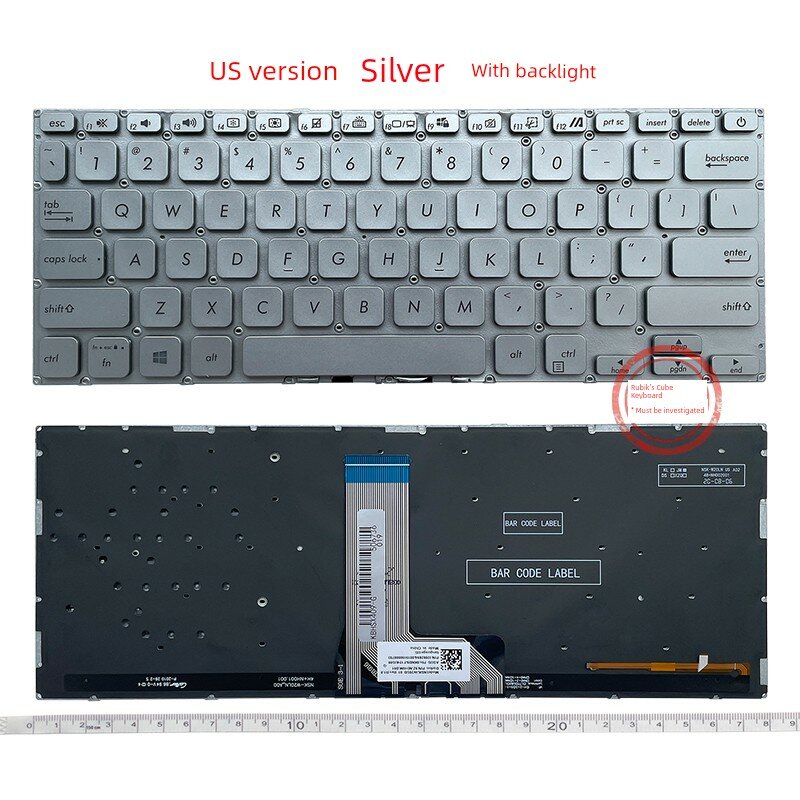 Подходит для клавиатуры ASUS Y4200FB/DA A409, X409UA/FA/JA, X415, V4200J/E, M4200U (Аутентичная модель) (Серебристый/с