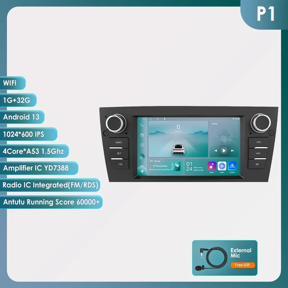 Автомагнитола Android 13 для BMW 3 E90 E91 E92 E93, P1-1G 32G-4cores