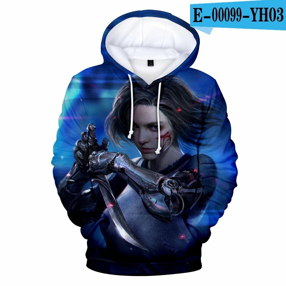 Alita Battle Angel 3D Print Hoodies Темно-синий, M, 3D