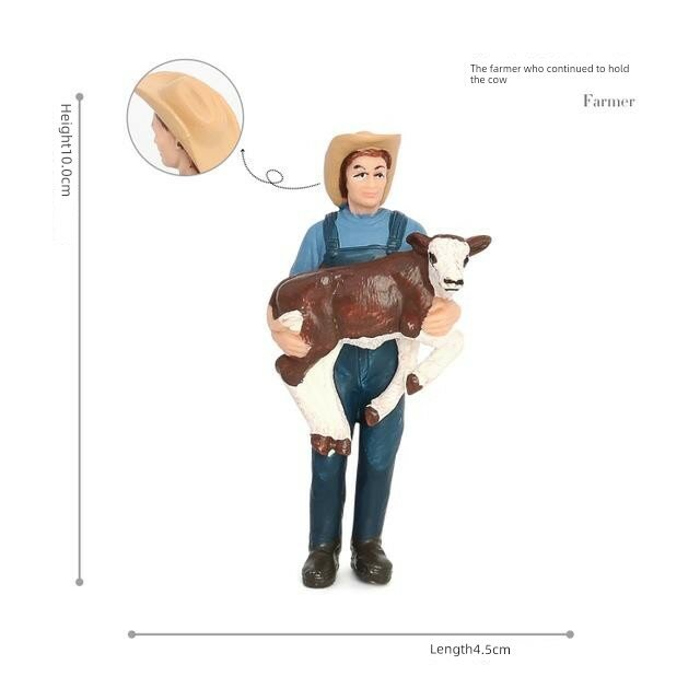 Статическая фигурка-модель фермера, работника фермы, пастуха, пластиковая игрушка-персонаж, украшение. Фермер держит