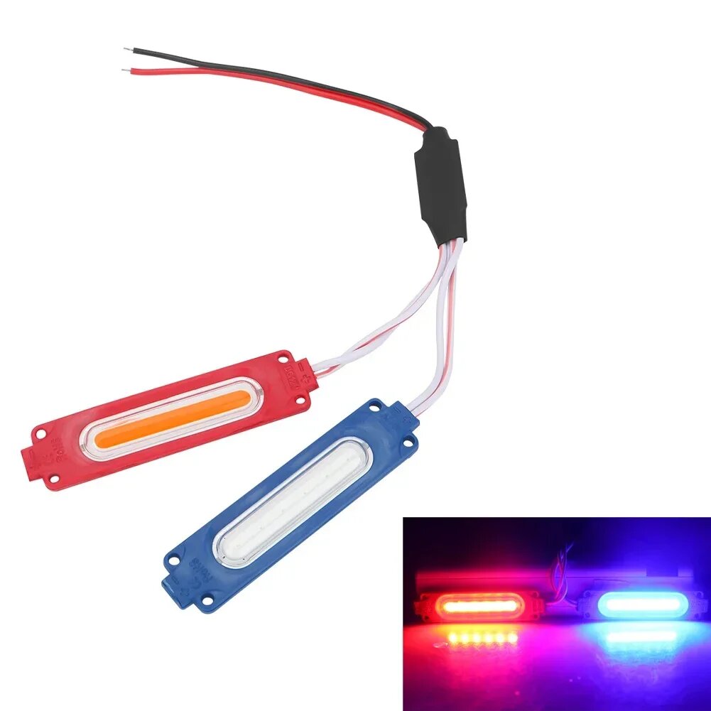 2 шт. 12В LED стробоскопы Red/Blue для авто