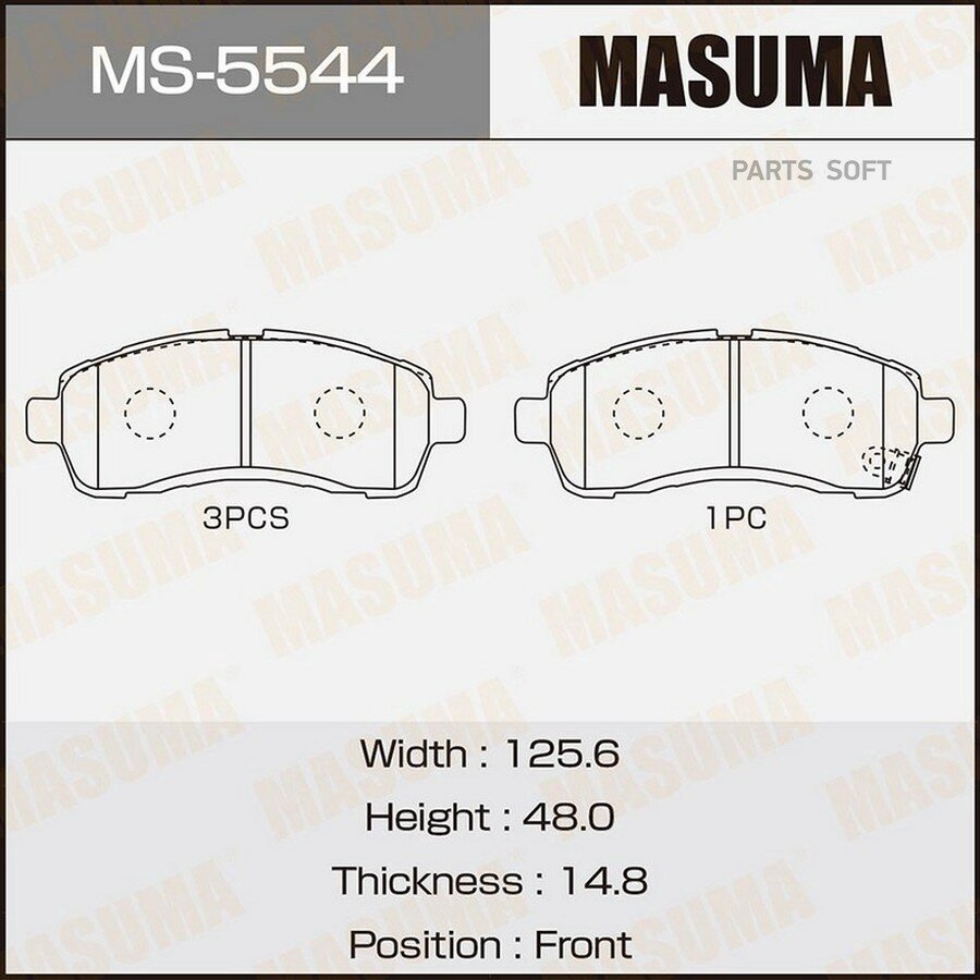 Колодки дисковые MASUMA, AN-753WK, NP5029, P49057 front (1/12) MASUMA MS5544