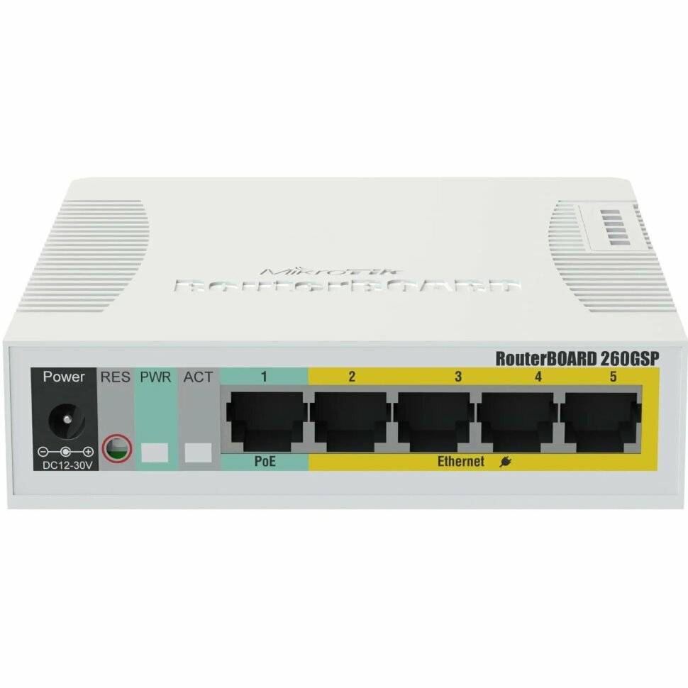 Коммутатор MikroTik RB260GSP CSS106-1G-4P-1S 1xSFP, 5Gigabi, PoE, 1914198