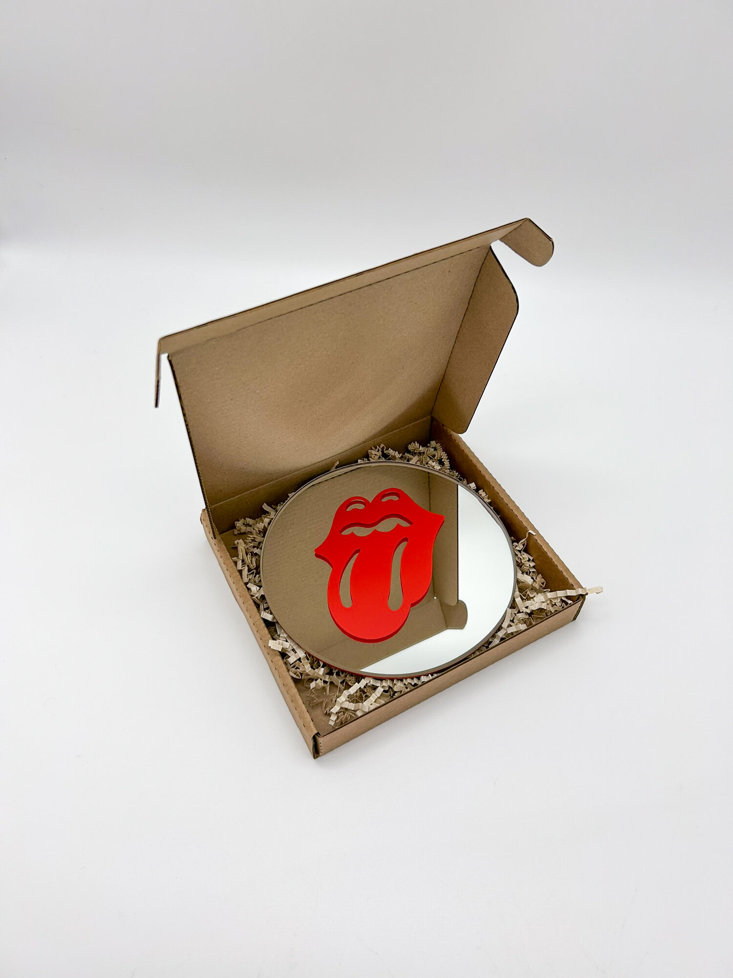 Зеркало интерьерное с графикой THE ROLLING STONES, круглое, размер 15 см, цвет красный, бренд Zrcatko