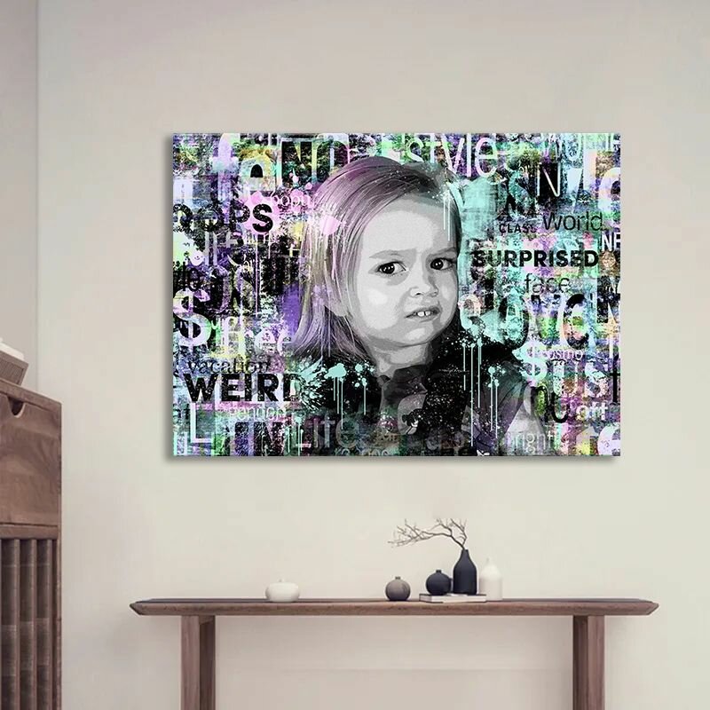 Картина "Девочка с шаром" Banksy, печать, на холсте, на подрамнике, 20x30 см
