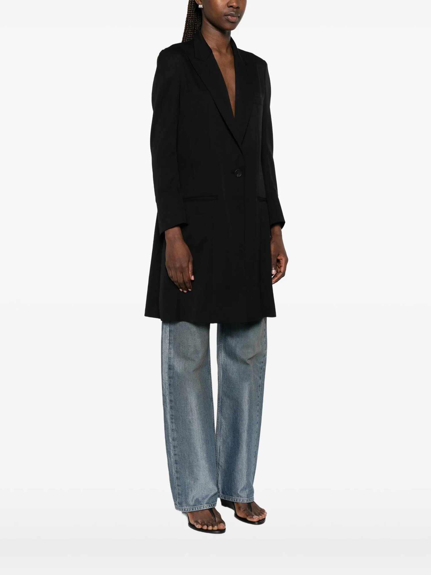 Пальто Yohji Yamamoto Asymmetric-panel single-breasted coat, размер 46 — фото 1