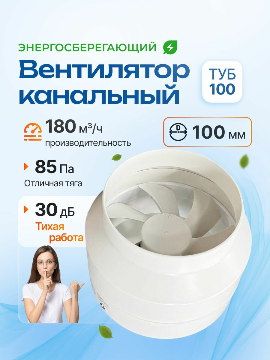 Вентилятор канальный осевой ТУБ100