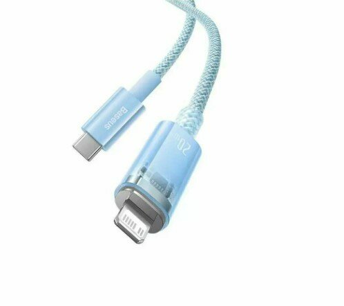 Кабель для быстрой зарядки Baseus Explorer Series with Smart Temperature Control, Type-c to Lightning, 1 м, PD20W, Голубой