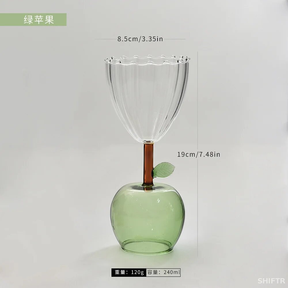 Стеклянный бокал в скандинавском стиле Green Apple