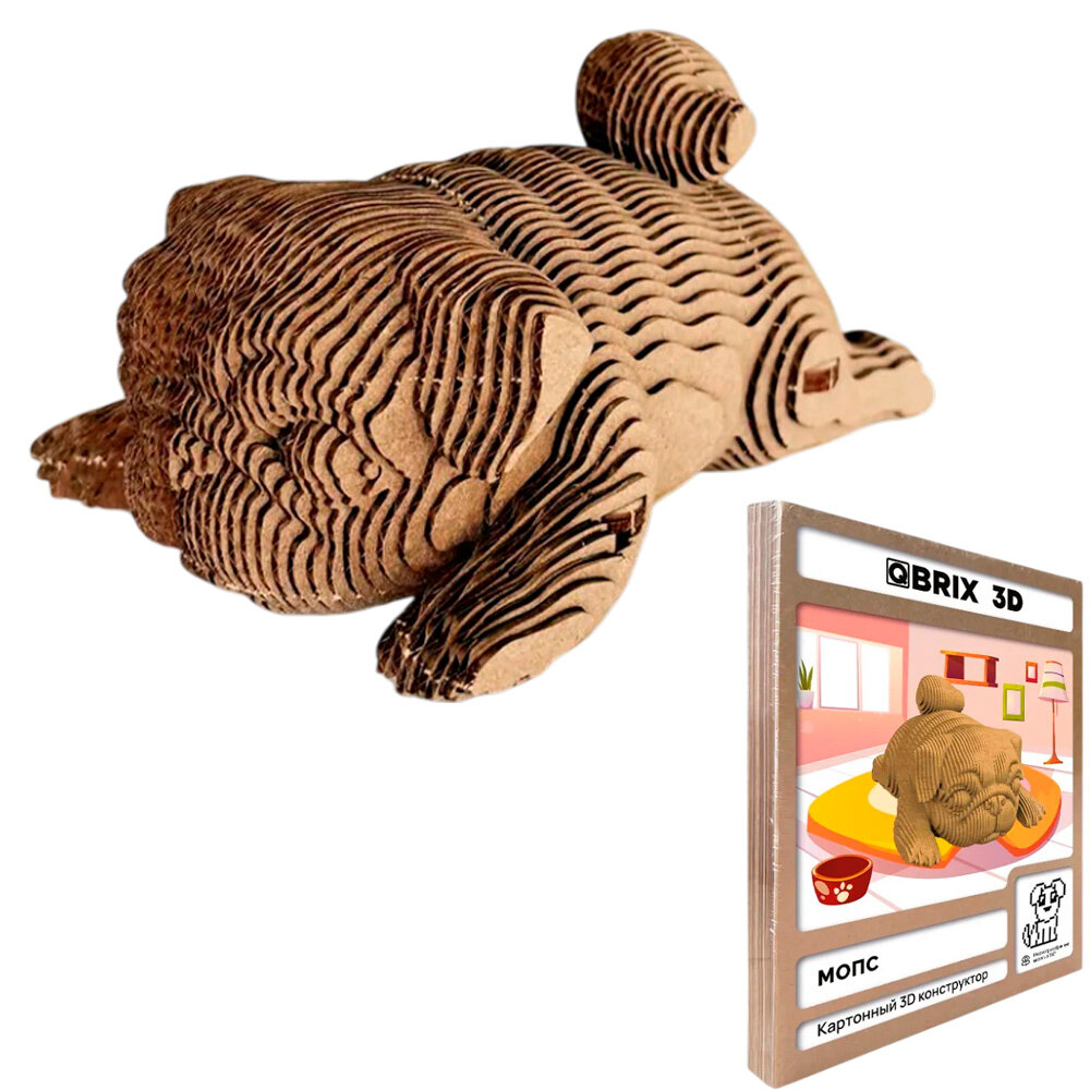 Конструктор картонный QBRIX 3d мопс, 20082
