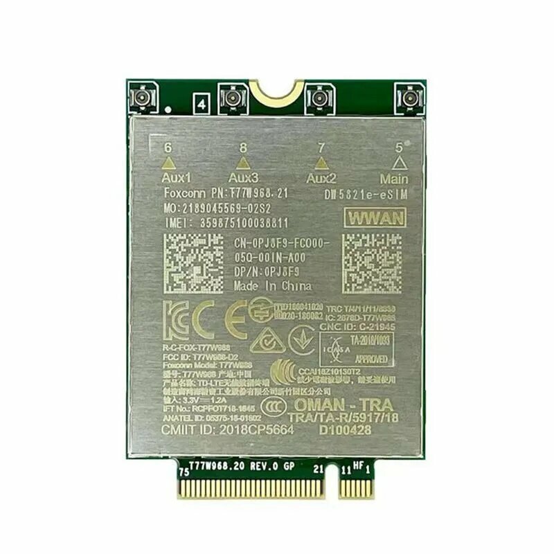 T77W968 для модуля карты DW5821E LTE Cat16 GNSS 5G WWAN Lattore 5420 5424 7424 Rugged 7400/7400 2-In
