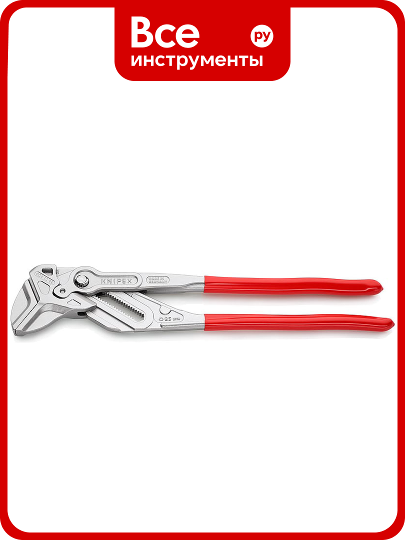 Цанговый ключ XL KNIPEX KN-8603400, с крепежом различного типа, CrV сплав, многопозиционный захват, пластиковая рукоятка